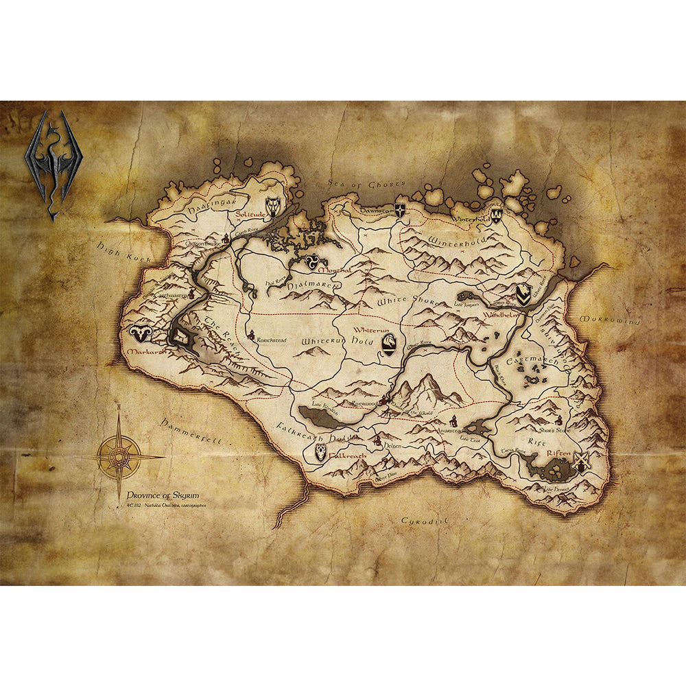 Map of Skyrim, The Elder Scrolls V: Skyrim, Poster – Nerd Castle